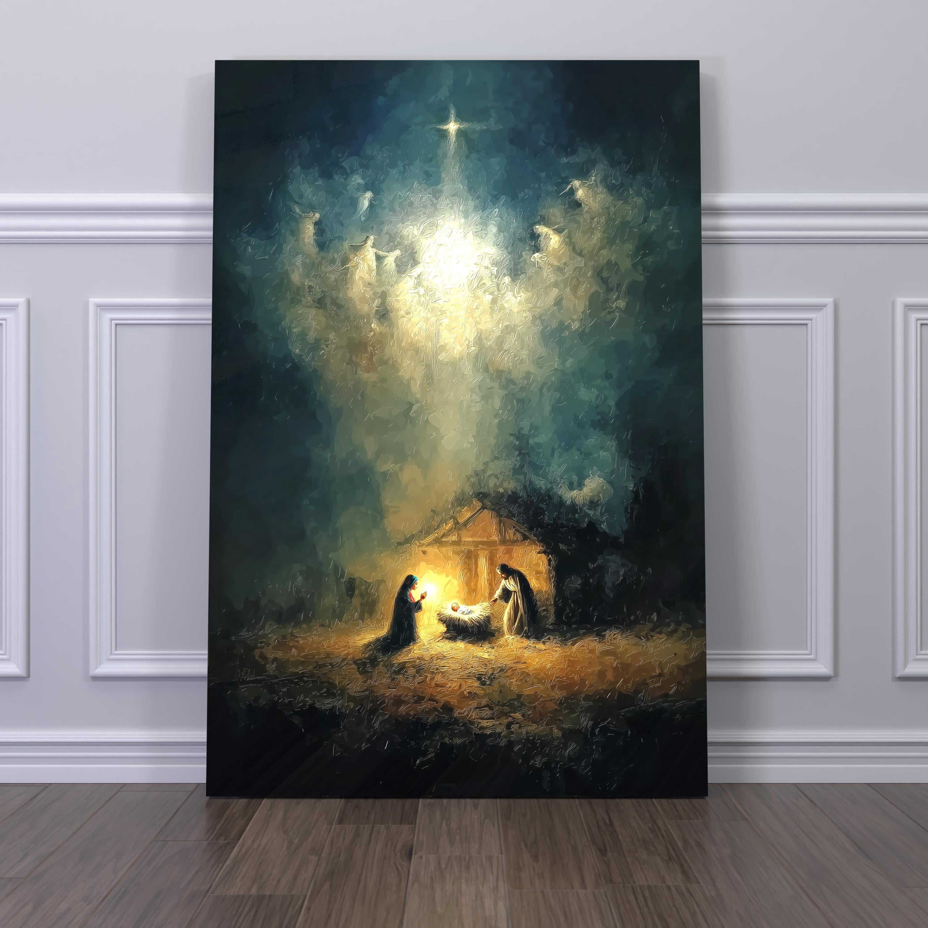 Rustic Nativity Scene Print, Birth Of Jesus, Christian Kristmas Home ...