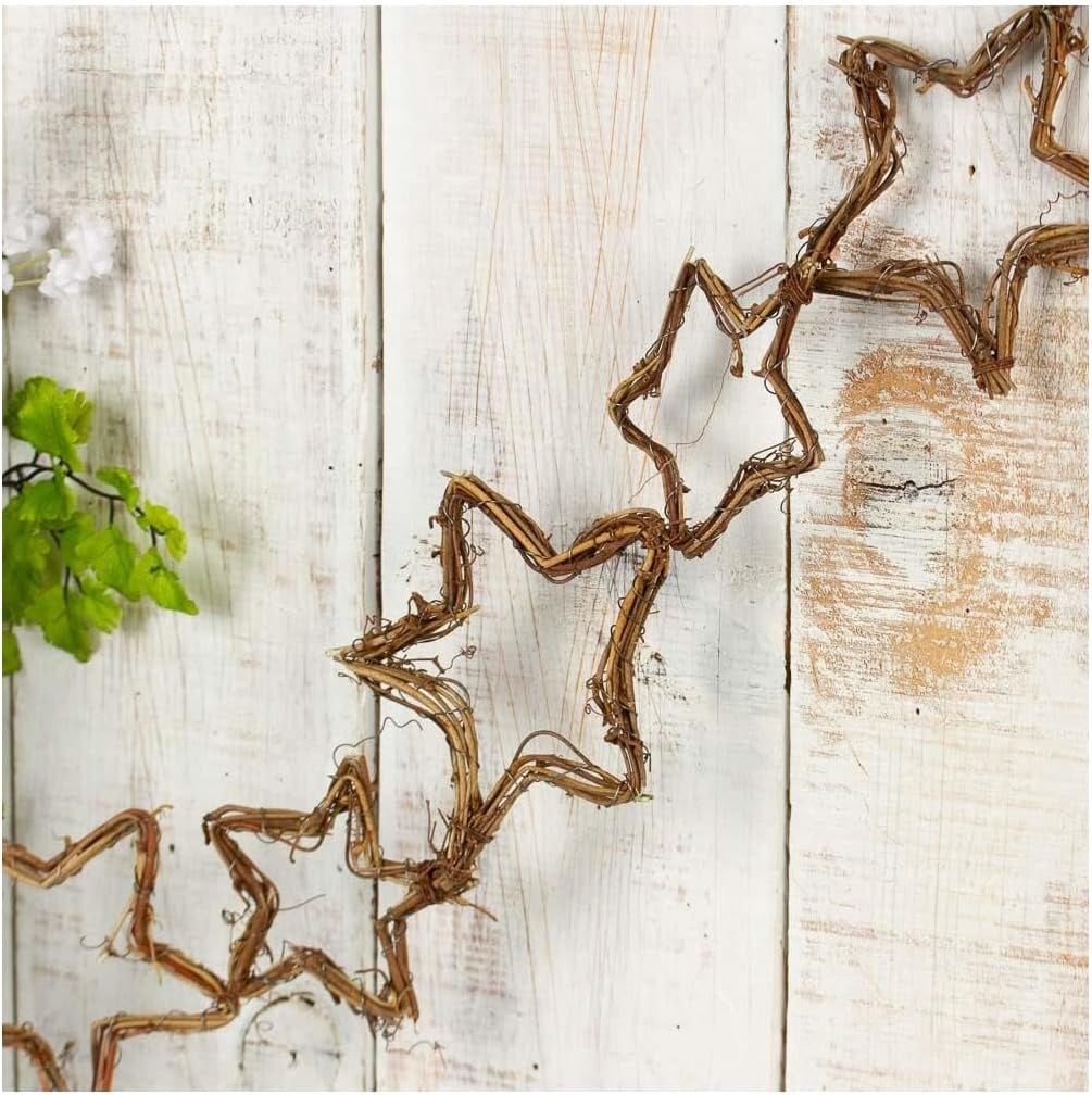 Rustic Natural Grapevine Twig Stars Chain Garland - Assorted Sized ...