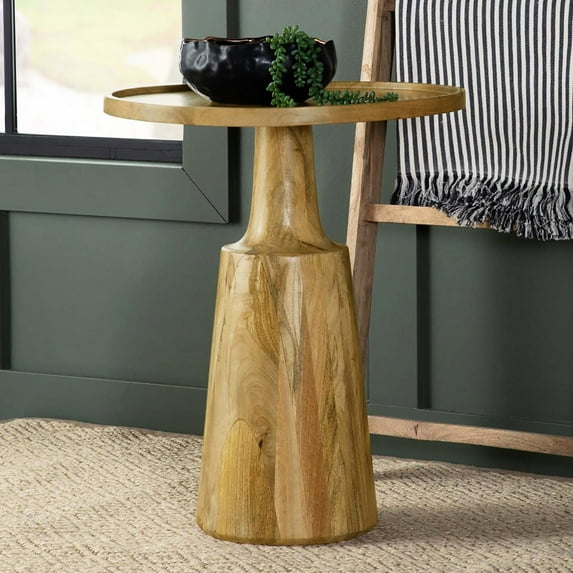 Rustic Natural Pedestal Accent Table | Functional for Decorating ...