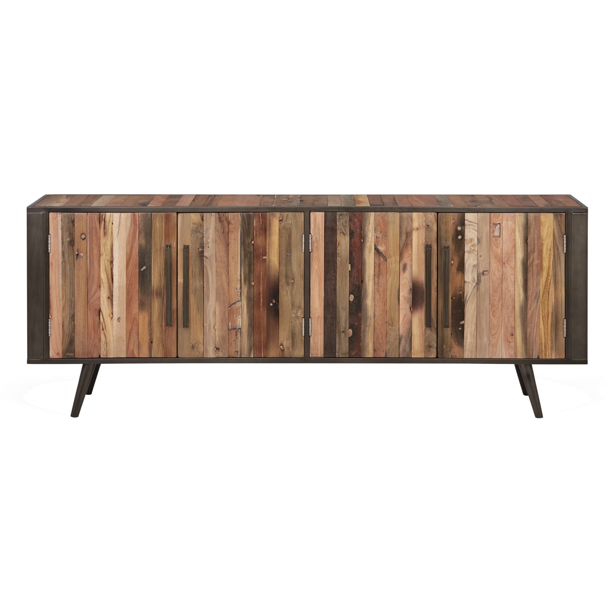 Rustic Natural Wood Media Cabinet with Four Doors - Walmart.com