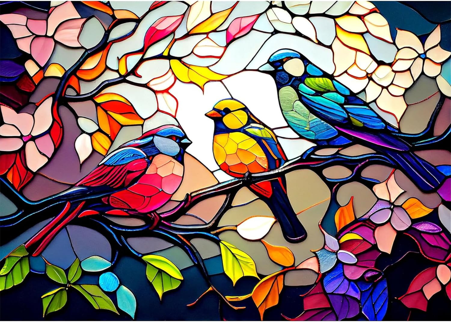 Rustic Nature Puzzles Colorful Bird Stained Glass Home Wall Decor ...