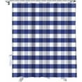 Rustic Navy Blue White Buffalo Check Plaid Pattern Shower Curtain ...
