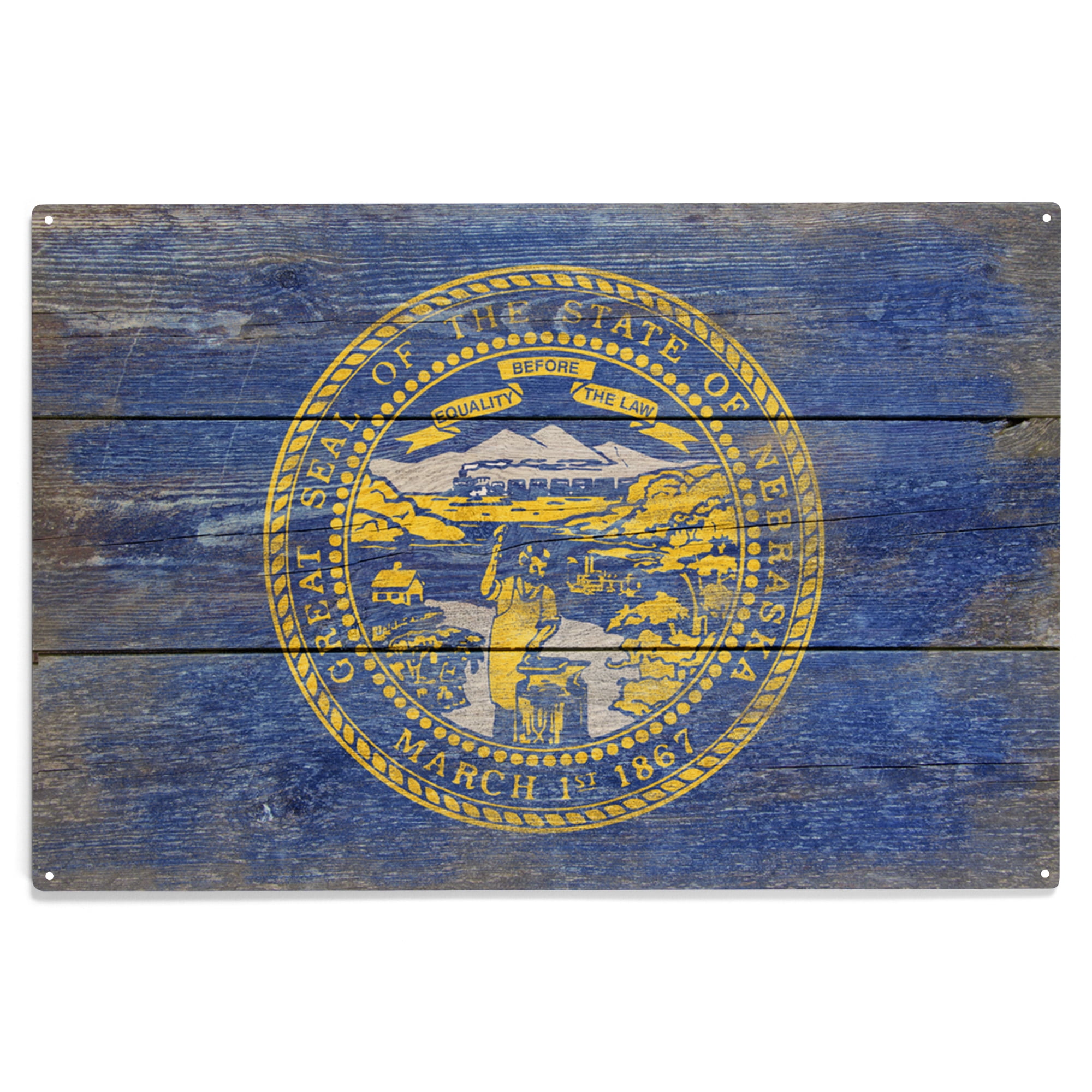 Rustic Nebraska State Flag Birch Wood Wall Sign (10x15 Rustic Home ...