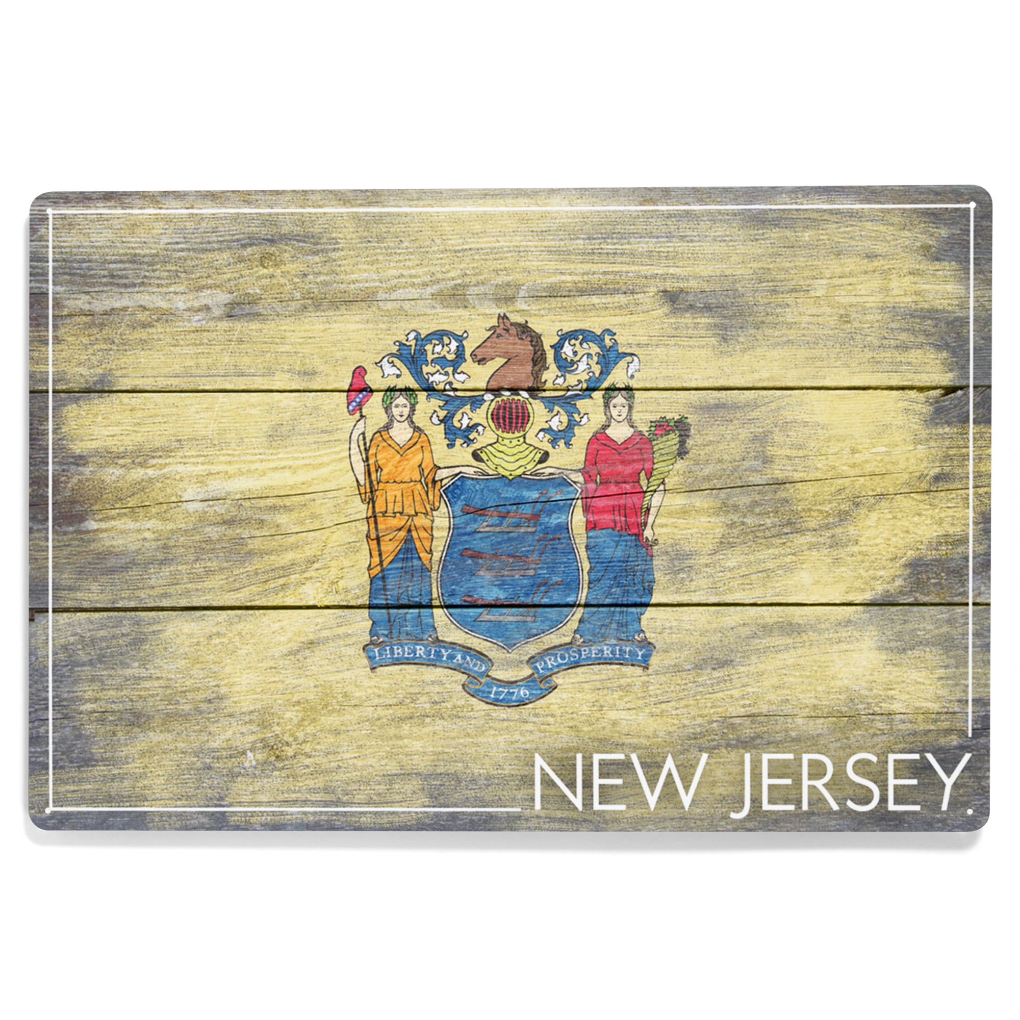 Rustic New Jersey State Flag (12x18 Aluminum Art, Indoor Outdoor Metal ...