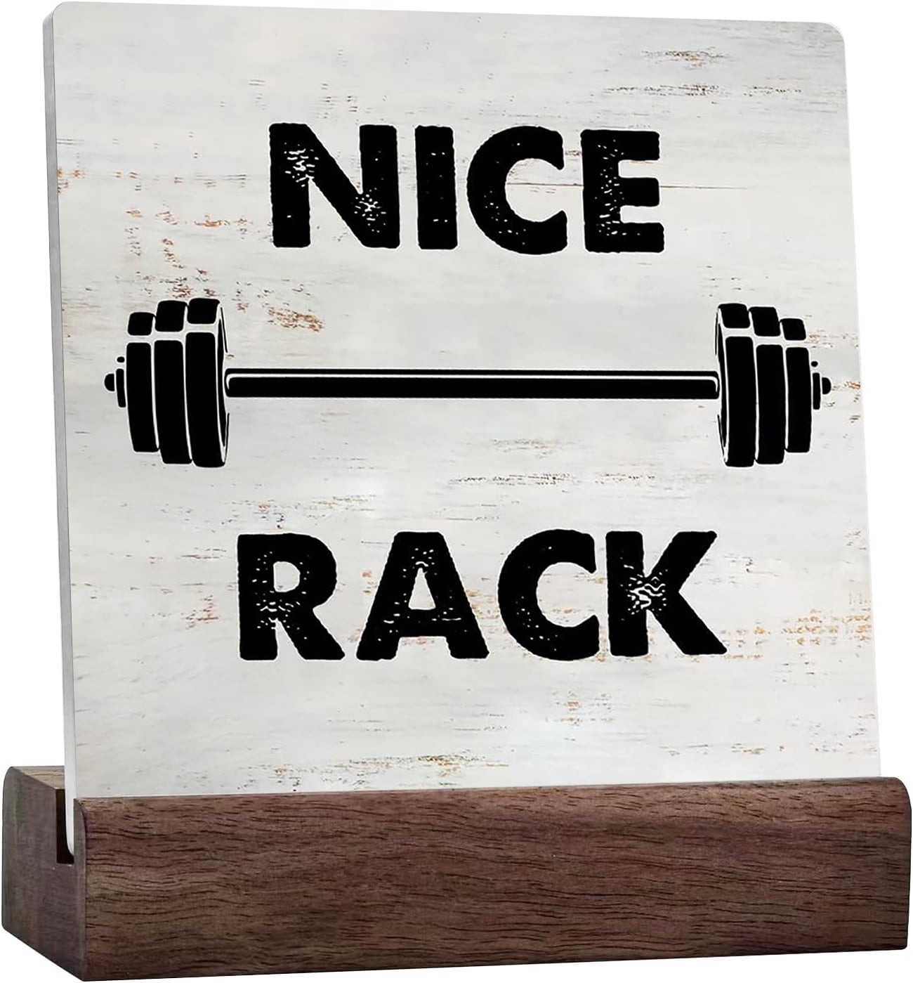 Rustic Nice Rack Fitness Sign Funny Gym Ceramic Table Sign Farmhouse ...