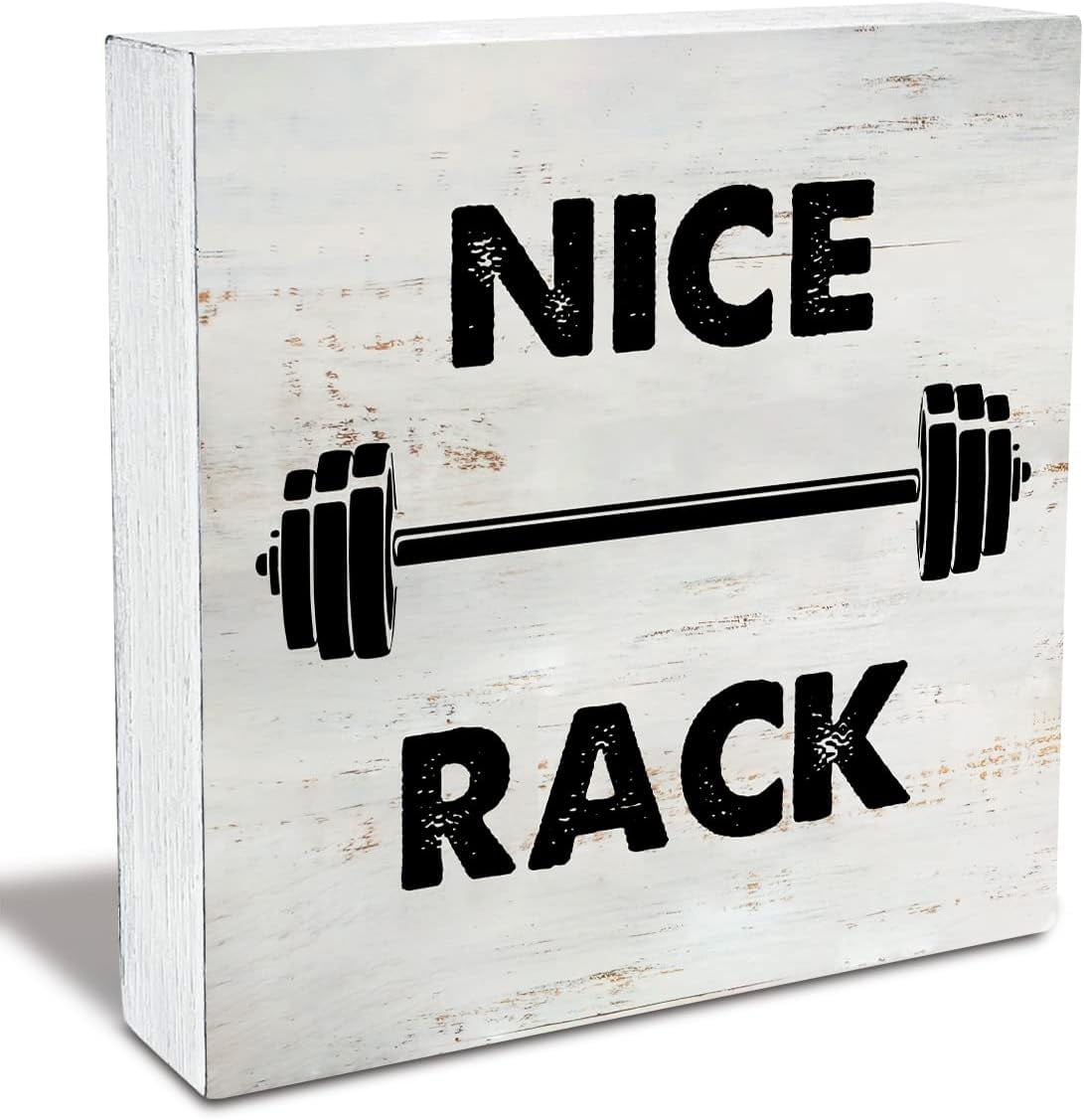 Rustic Nice Rack Fitness Wood Box Sign Funny Gym Wooden Box Sign ...