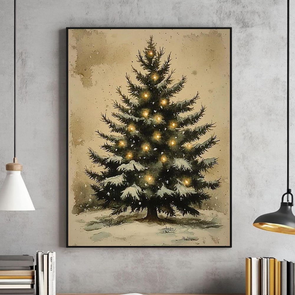 Rustic Noel Tree Print, Noel Decor Print Wall Art, Moody Natural ...
