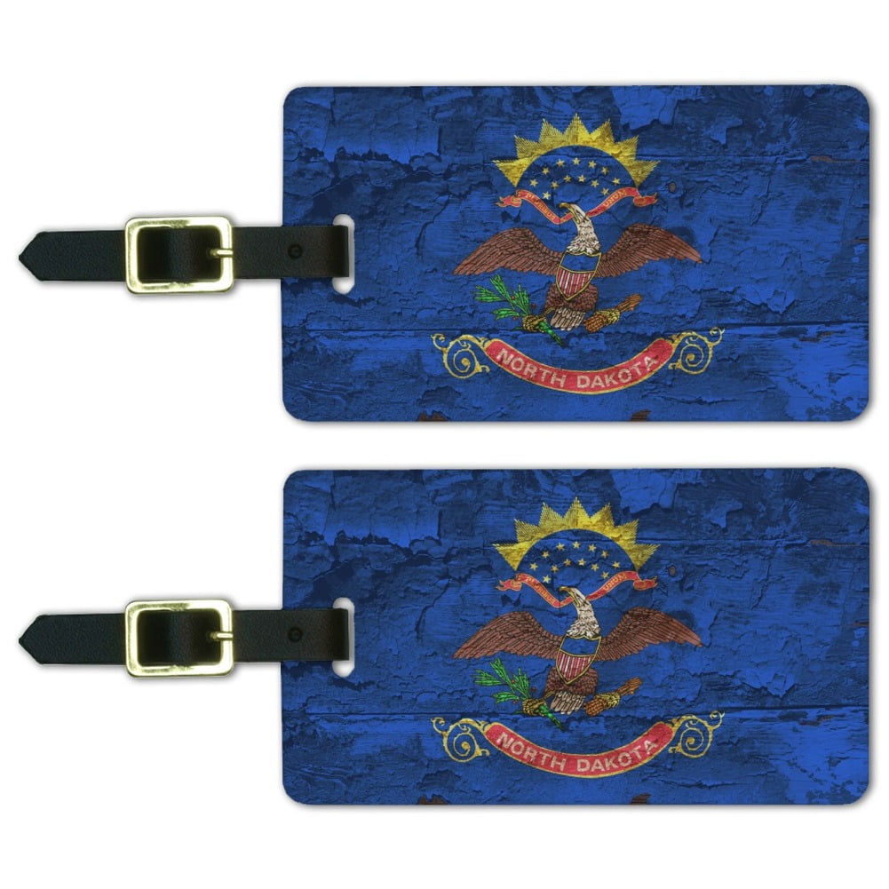 Rustic North Dakota State Flag Distressed USA Luggage ID Tags Suitcase ...