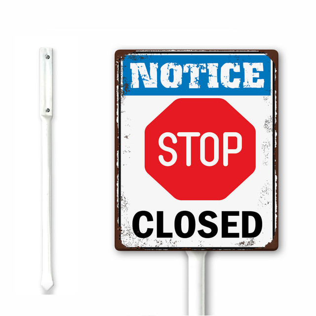 Rustic Notice Sign for Outdoor Closed With Symbol Yard Sign With Stake ...