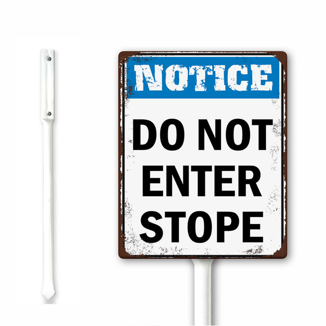 Rustic Notice Sign for Outdoor Do Not Enter Stope Yard Sign With Stake ...