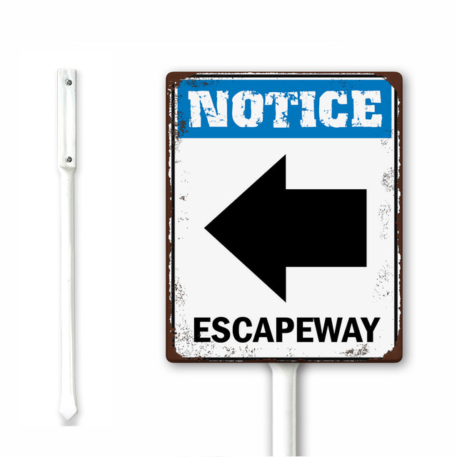 Rustic Notice Sign for Outdoor Escapeway With Left Arrow Symbol Yard ...