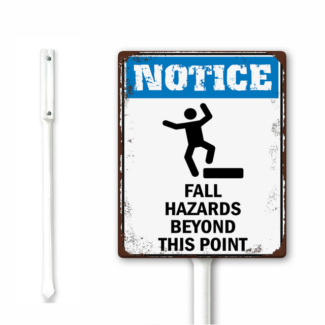 Rustic Notice Sign for Outdoor Fall Hazards Beyond With Symbol Yard ...