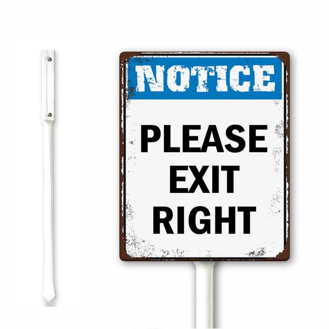 Rustic Notice Sign for Outdoor Please Exit Right Yard Sign With Stake ...