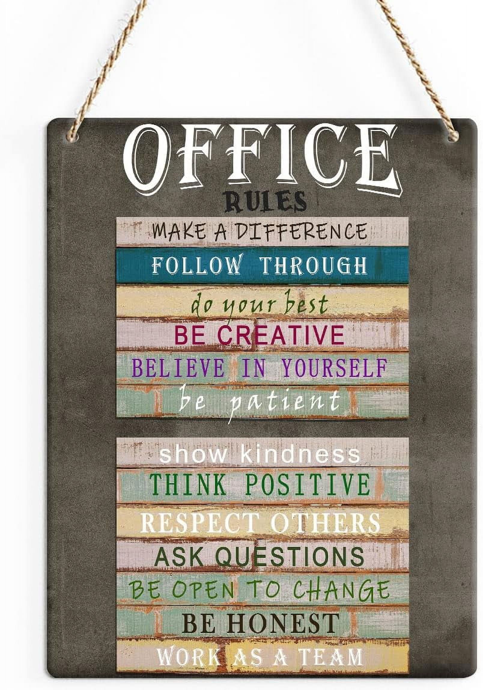 Rustic Office Rules Wood Decor Sign, Inspirational Quote Make a ...