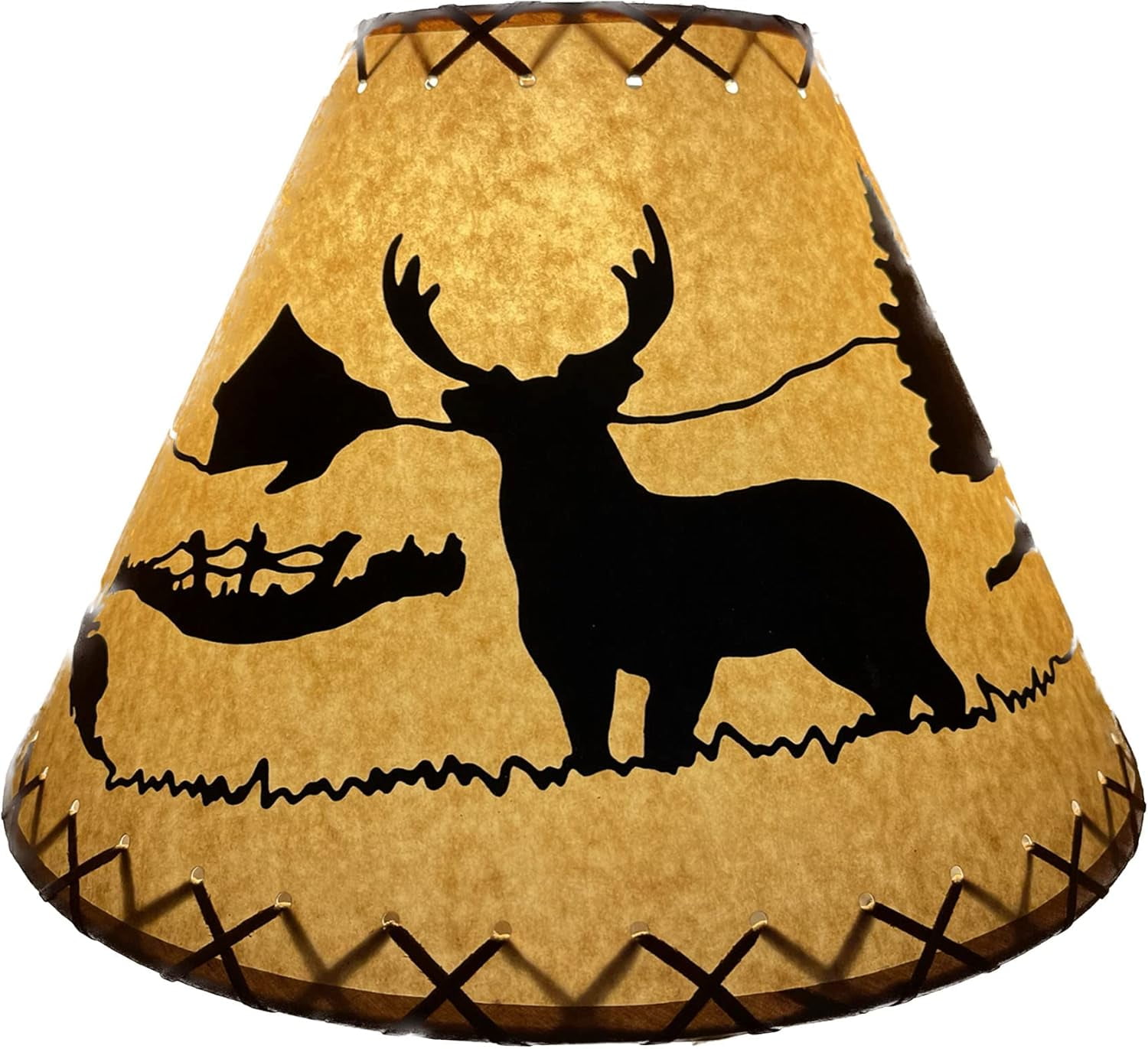 Rustic Oiled Kraft Laced Deer Lamp Shade - 16" - Walmart.com