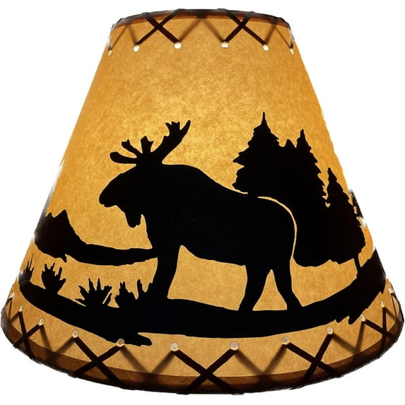 Rustic Oiled Kraft Laced Moose Lamp Shade - 12" - Walmart.com