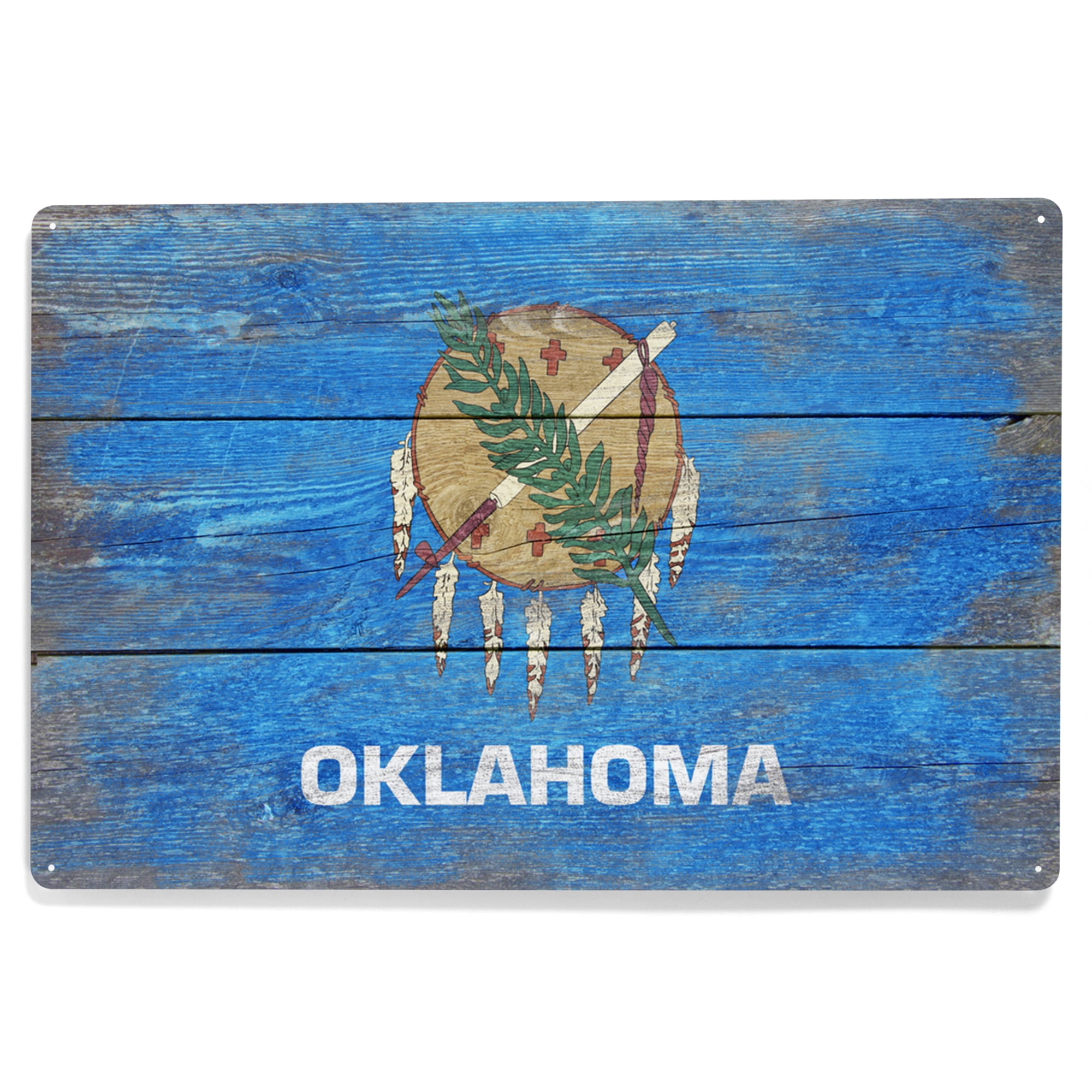 Rustic Oklahoma State Flag (12x18 Aluminum Art, Indoor Outdoor Metal ...