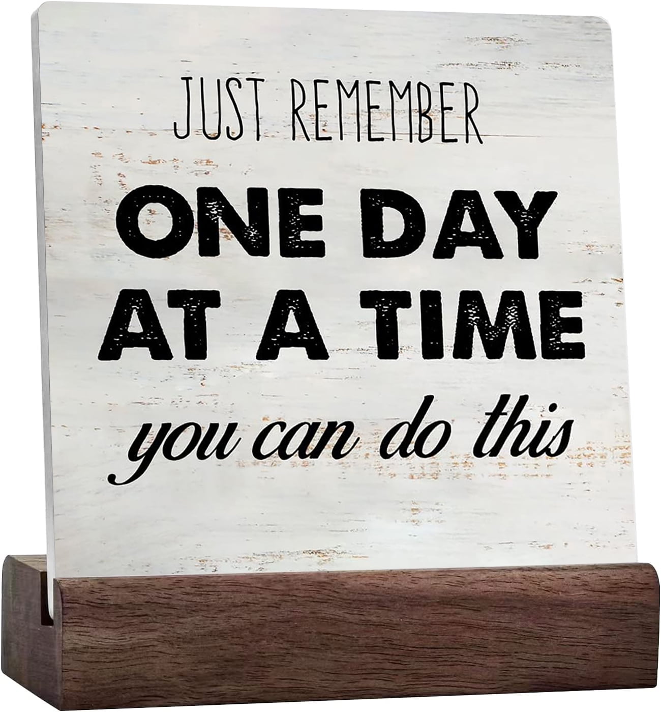 Rustic One Day At A Time Sign Inspirational Motivational Ceramic Table ...