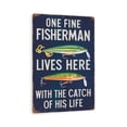 Rustic "One Fine Fisherman Lives Here" Sign - Vintage Fishing Decor ...