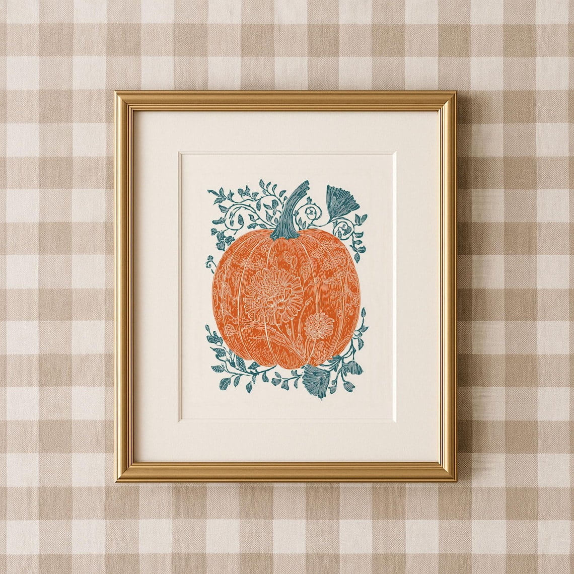 Rustic Orange Pumpkin Wall Art Farmhouse Fall Harvest Print Cozy Autumn ...