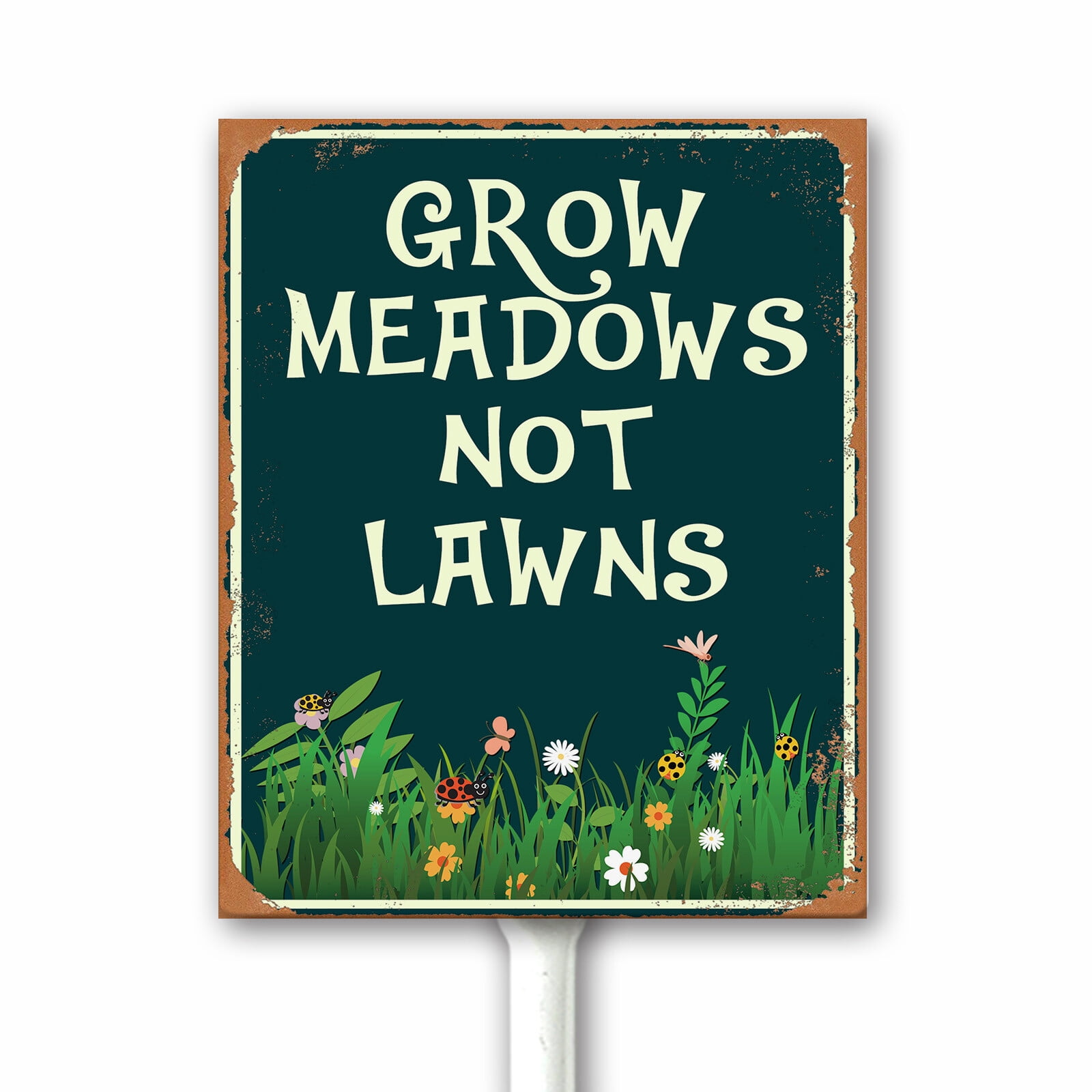 Rustic Outdoor Decor - Grow Meadows Not Lawns Sign - Wildlife Habitat ...