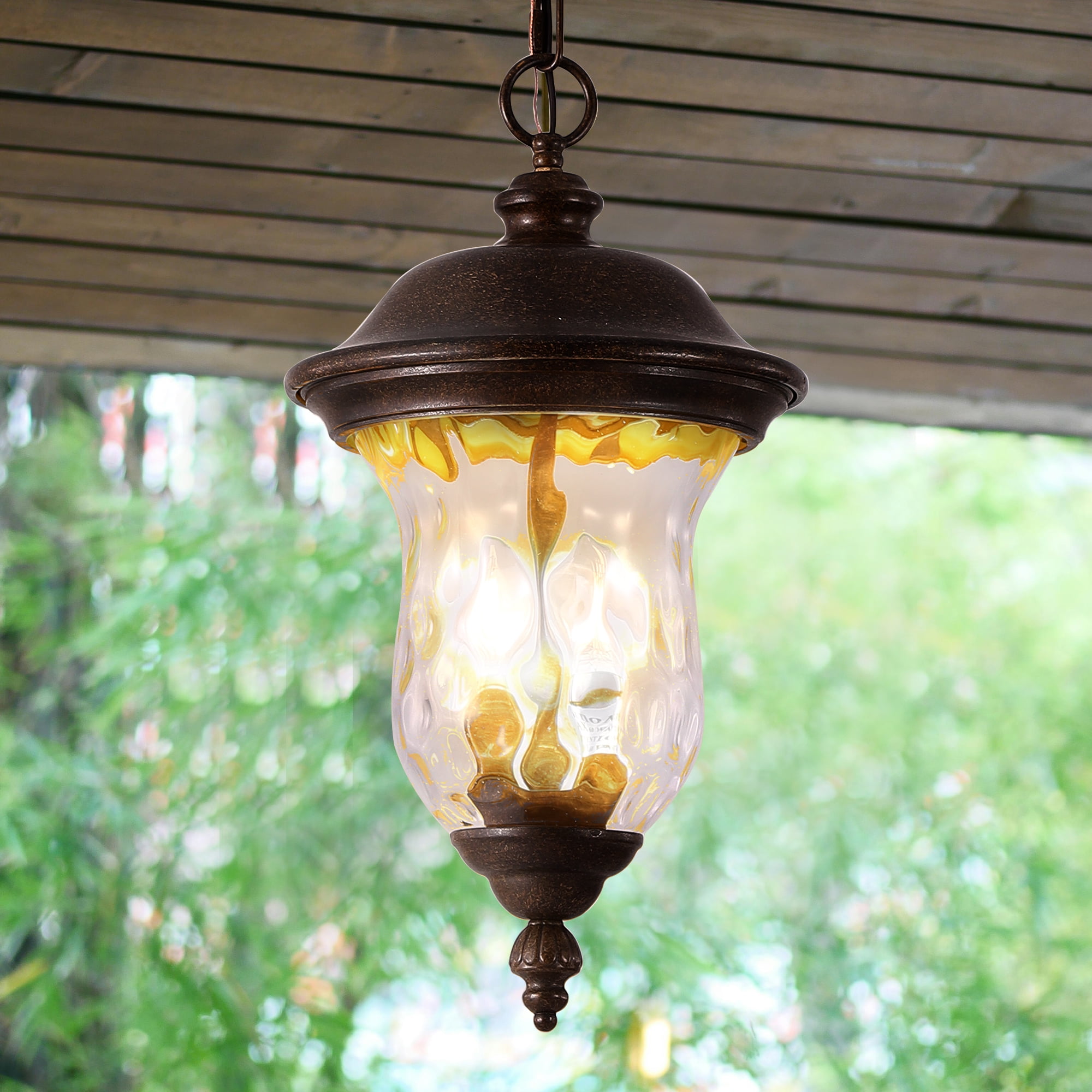 Rustic Outdoor Hanging Lantern, Weatherproof Vintage Pendant Light with ...