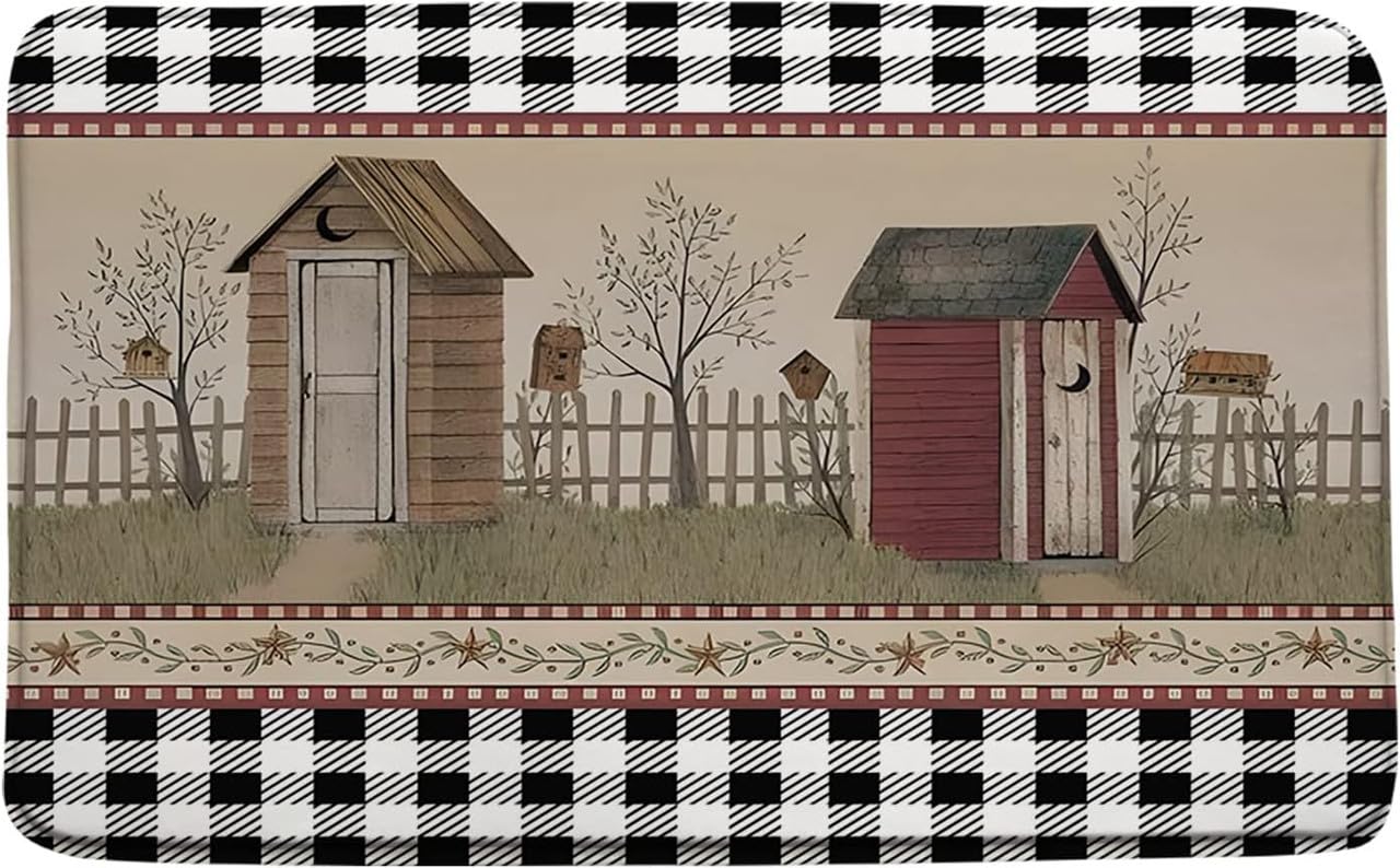 Rustic Outhouse Black White Buffalo Check Vintage Farmhouse Plaid for ...