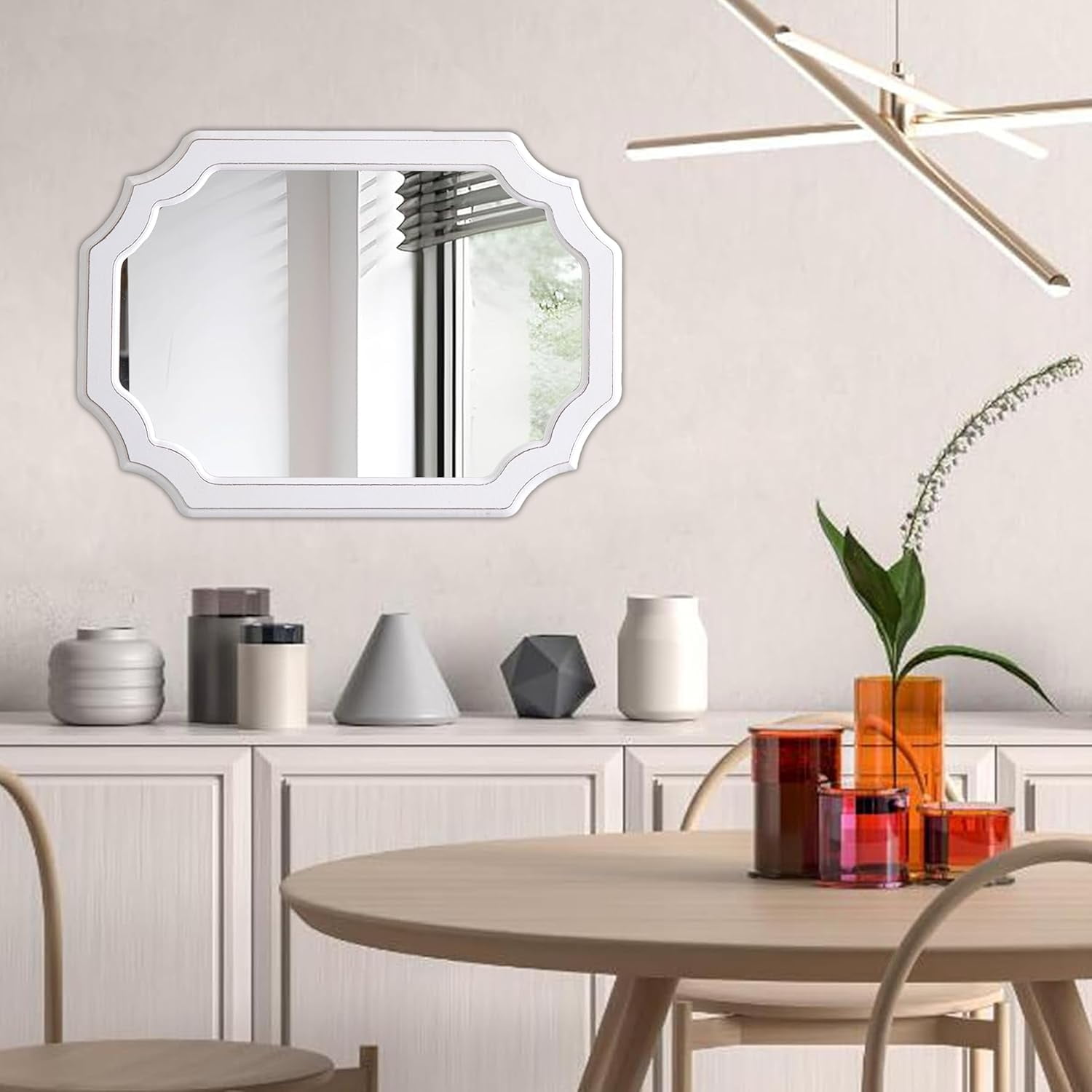 Rustic Oval Mirrors for Wall Decor 17" x 23", Handmade Distressed White ...