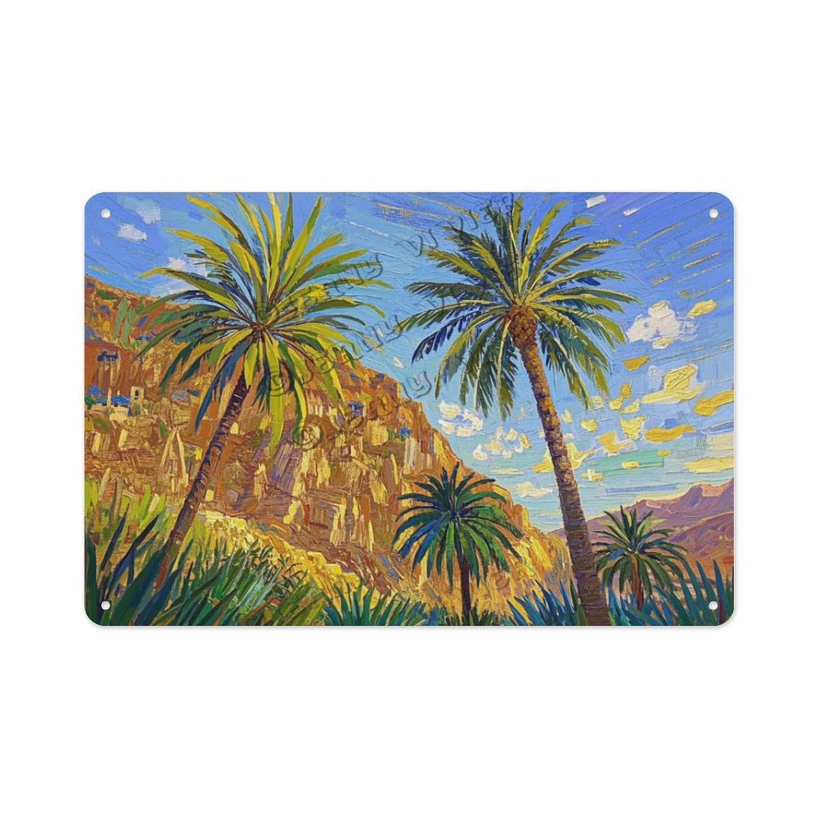 Rustic Palm Tree Metal Tin Sign – 8x12 Inch Wall Art for Living Room ...