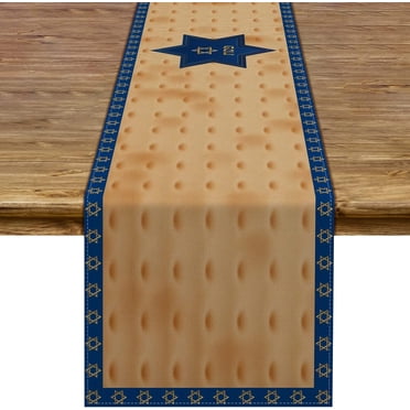 Hanukkah Blue Table Runner Jewish Hanukkah Menorah Holiday Party Decor ...