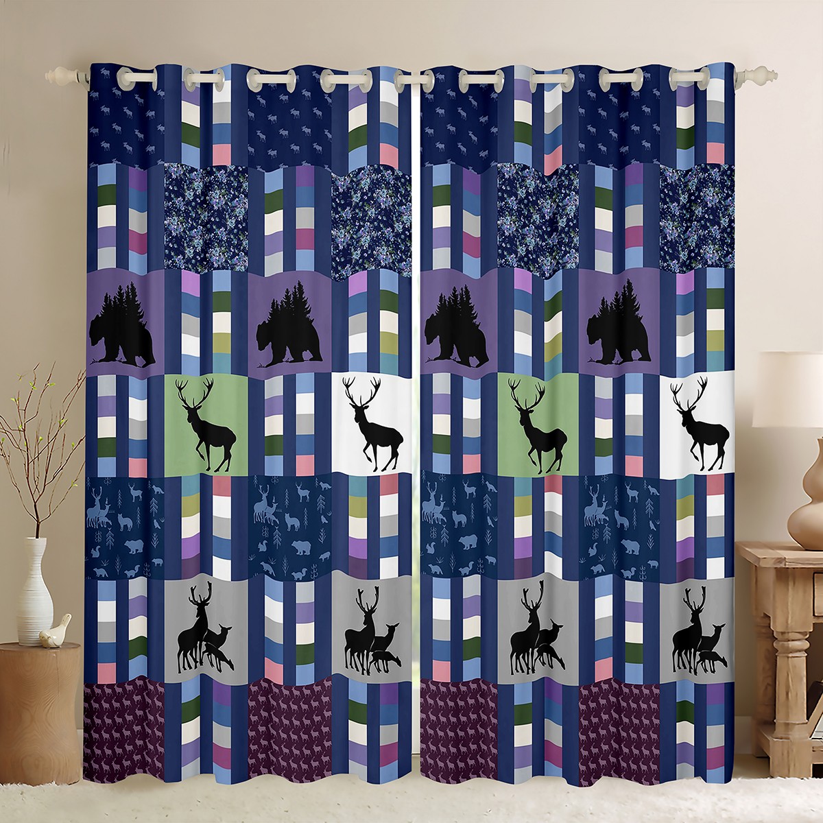 Rustic Patchwork Curtains & Drapes Checkered Buffalo Plaid Window ...