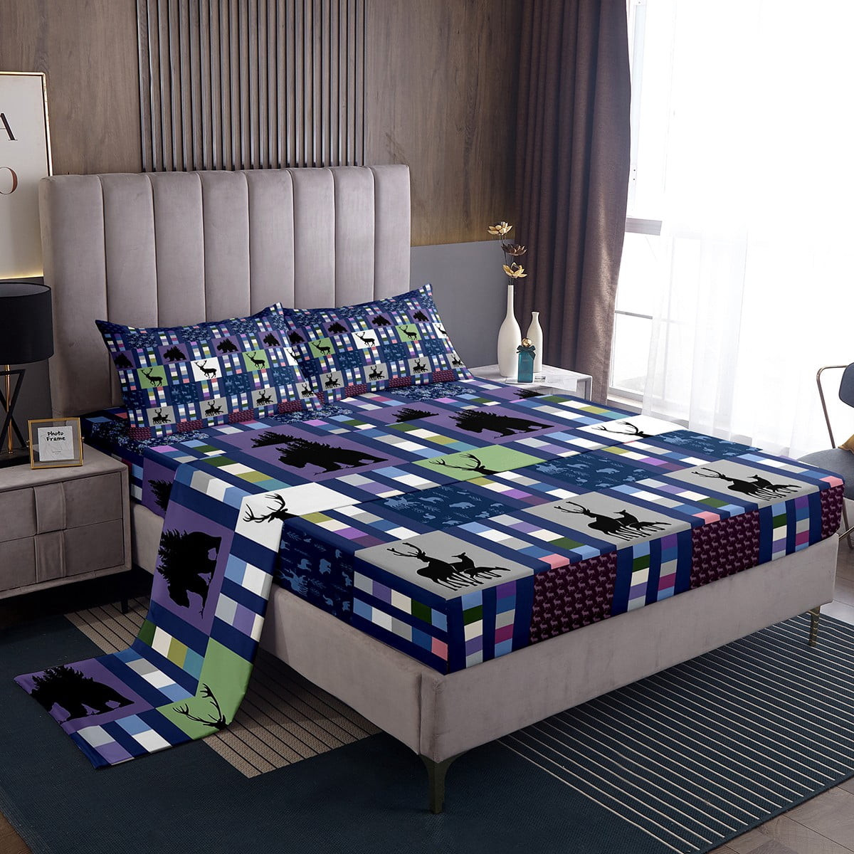 Rustic Patchwork Sheet Set Checkered Buffalo Plaid Sheets Adult ...