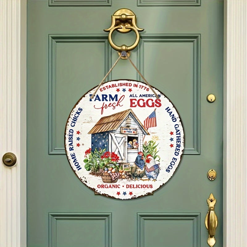 Rustic Patriotic Farm Animal Wreath Sign, Farmhouse 4th Of July Sign ...