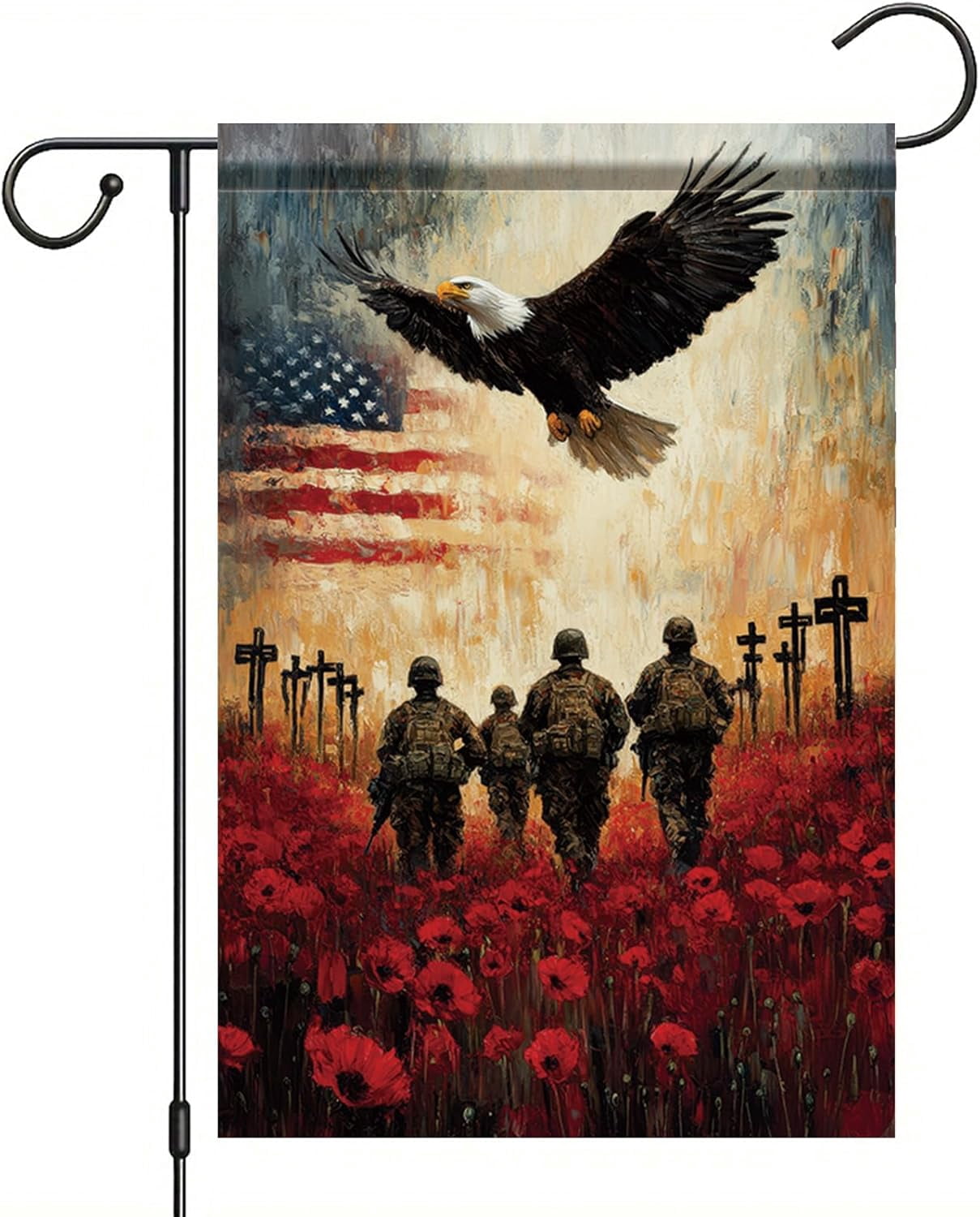 Rustic Patriotic Garden Flag American Star Wreath Welcome Flag Double ...