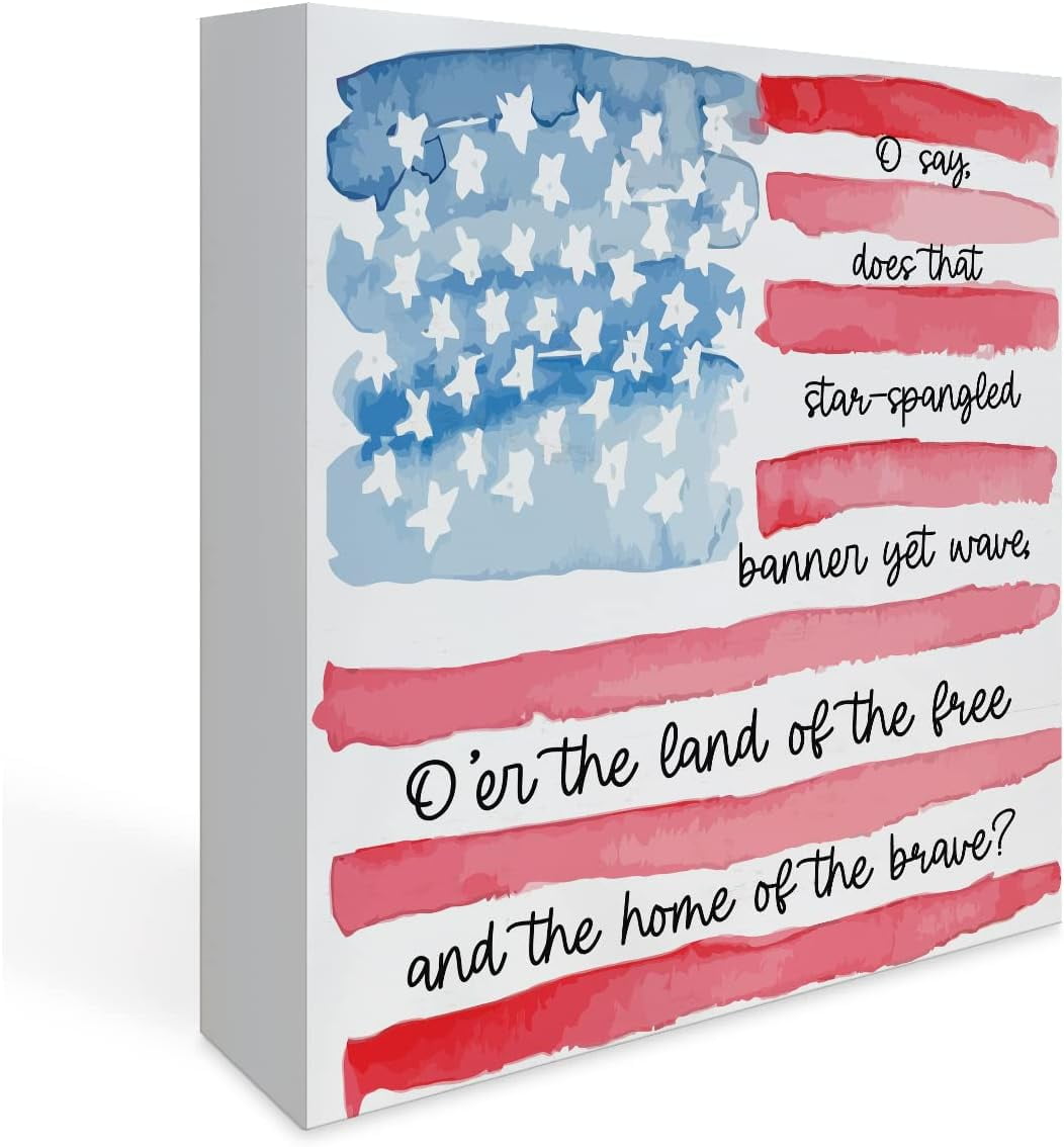 Rustic Patriotism America Wood Box Sign, Farmhouse Patriotism Artwork ...