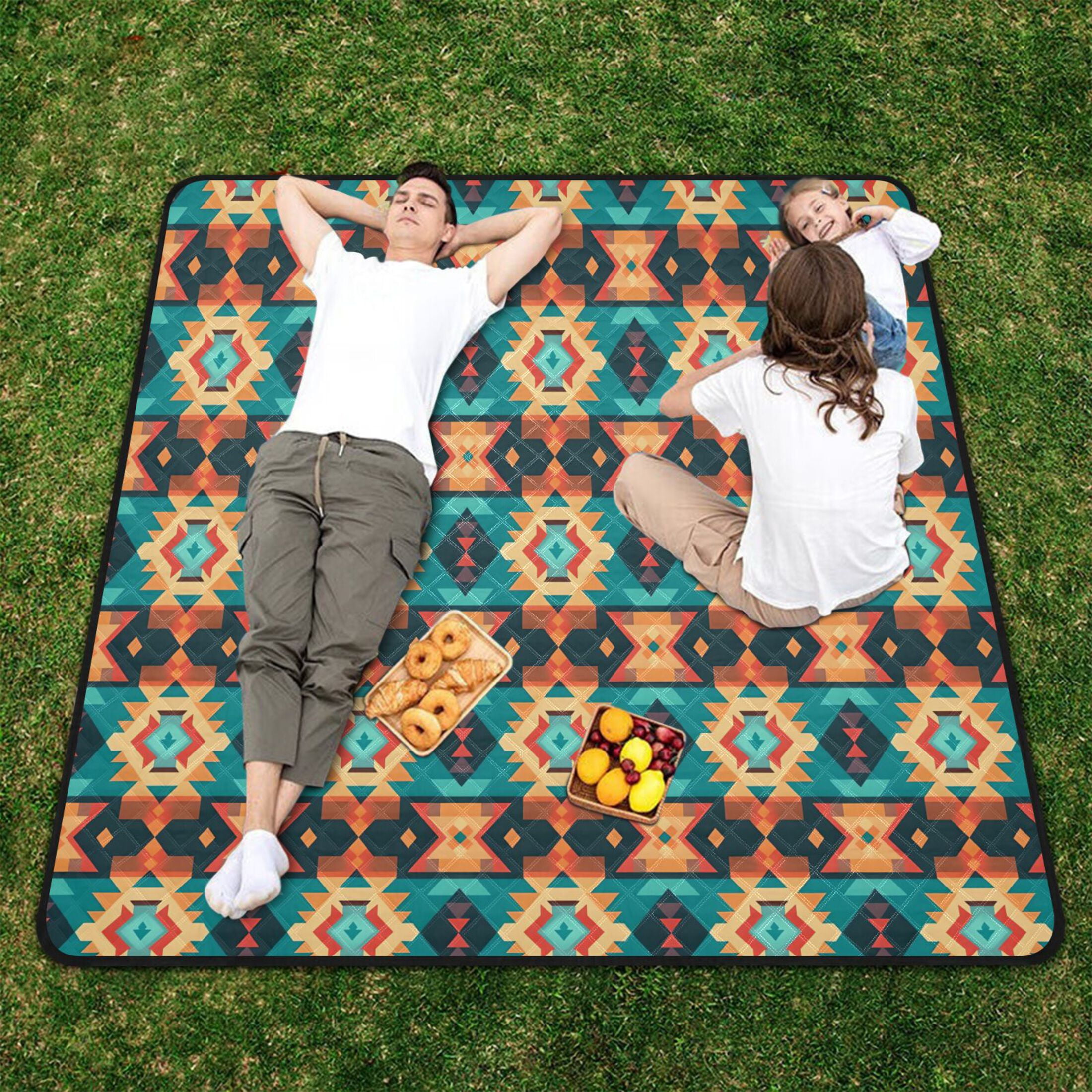 Rustic Pattern Beach Blanket Outdoor Picnic Blanket 78"x 78" Waterproof ...