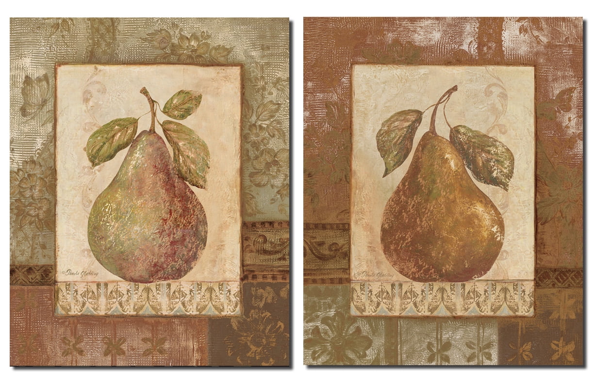 Rustic Pears I - Lovely, Retro Pear Set; Two 8X10 Poster Prints ...