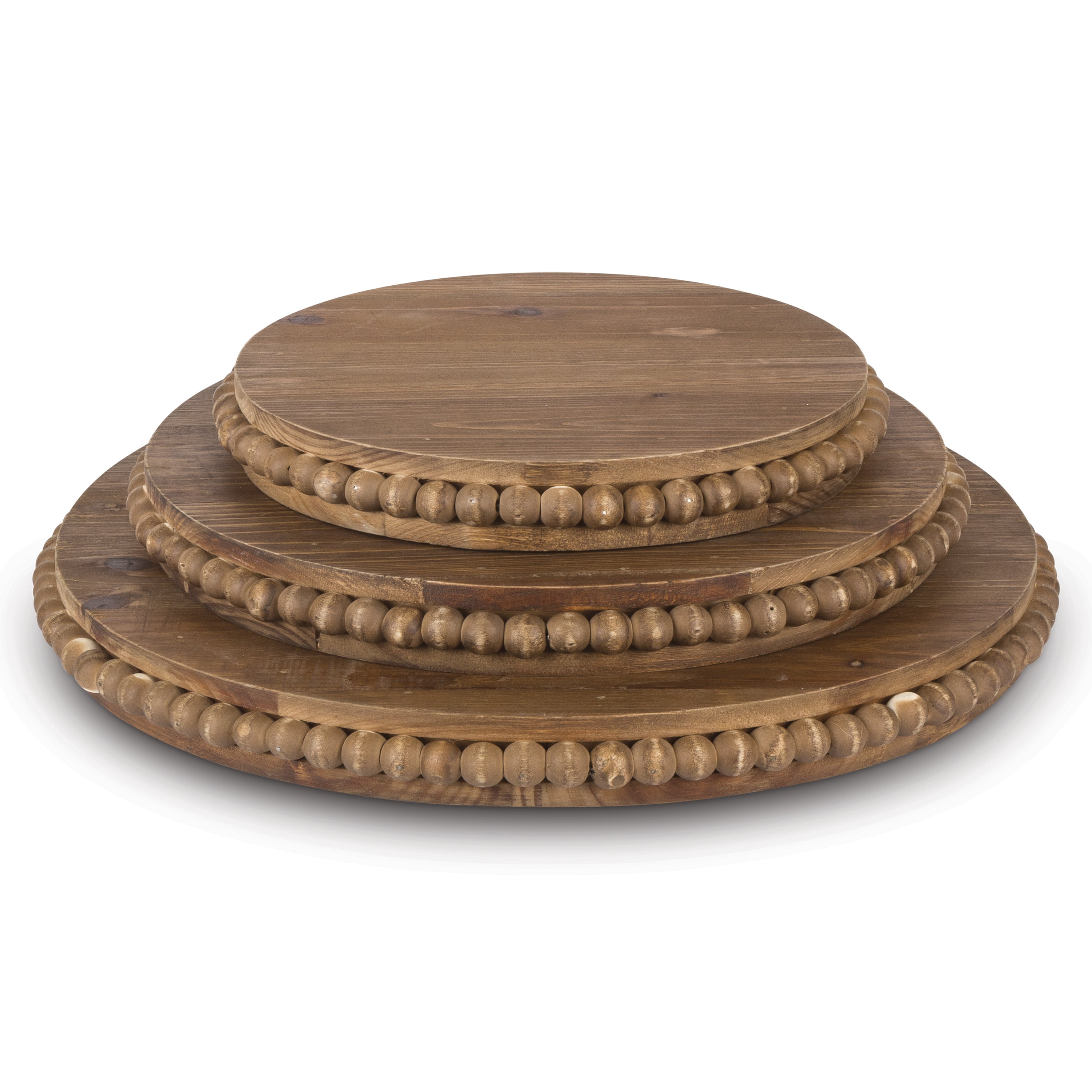 Rustic Pedestal Platforms of Stained Fir in Assorted Sizes (Set of 3 ...