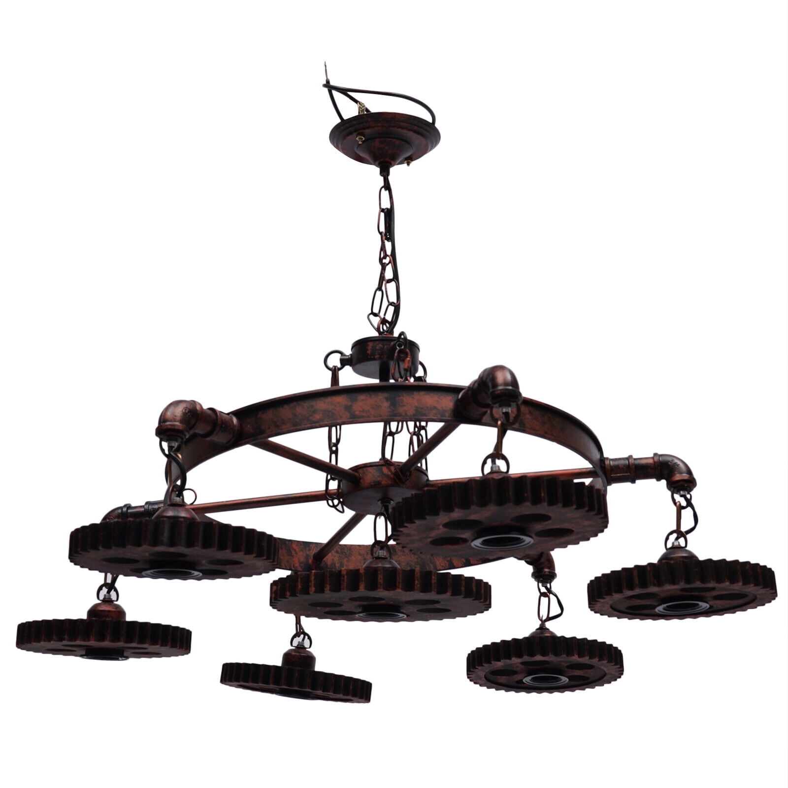 7-Light Rustic Metal Chandelier Lamp Bar Coffee Lights Bronze - Walmart.com