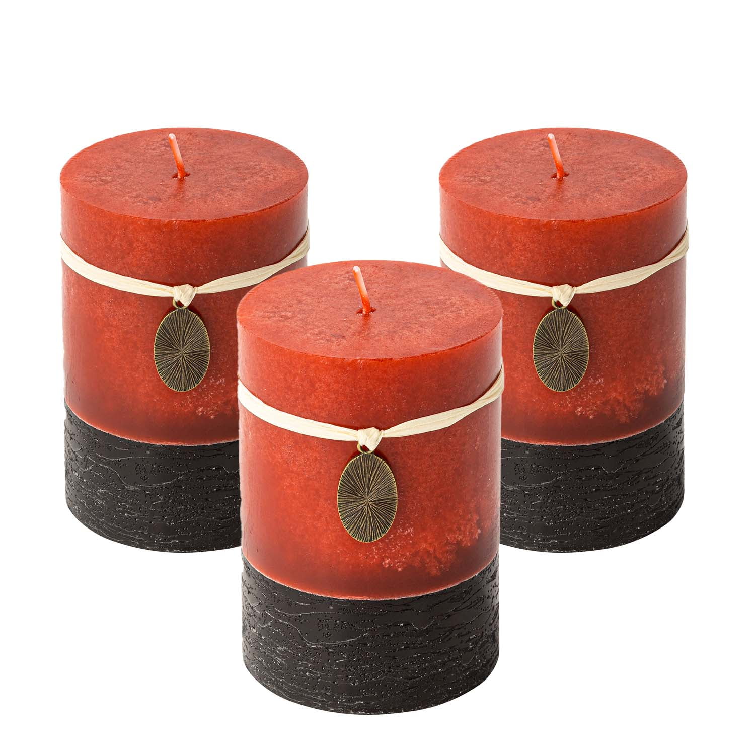 Long Burning Rustic Pillar Candles Mottled 3x4'' Home Décor Handmade (3 ...