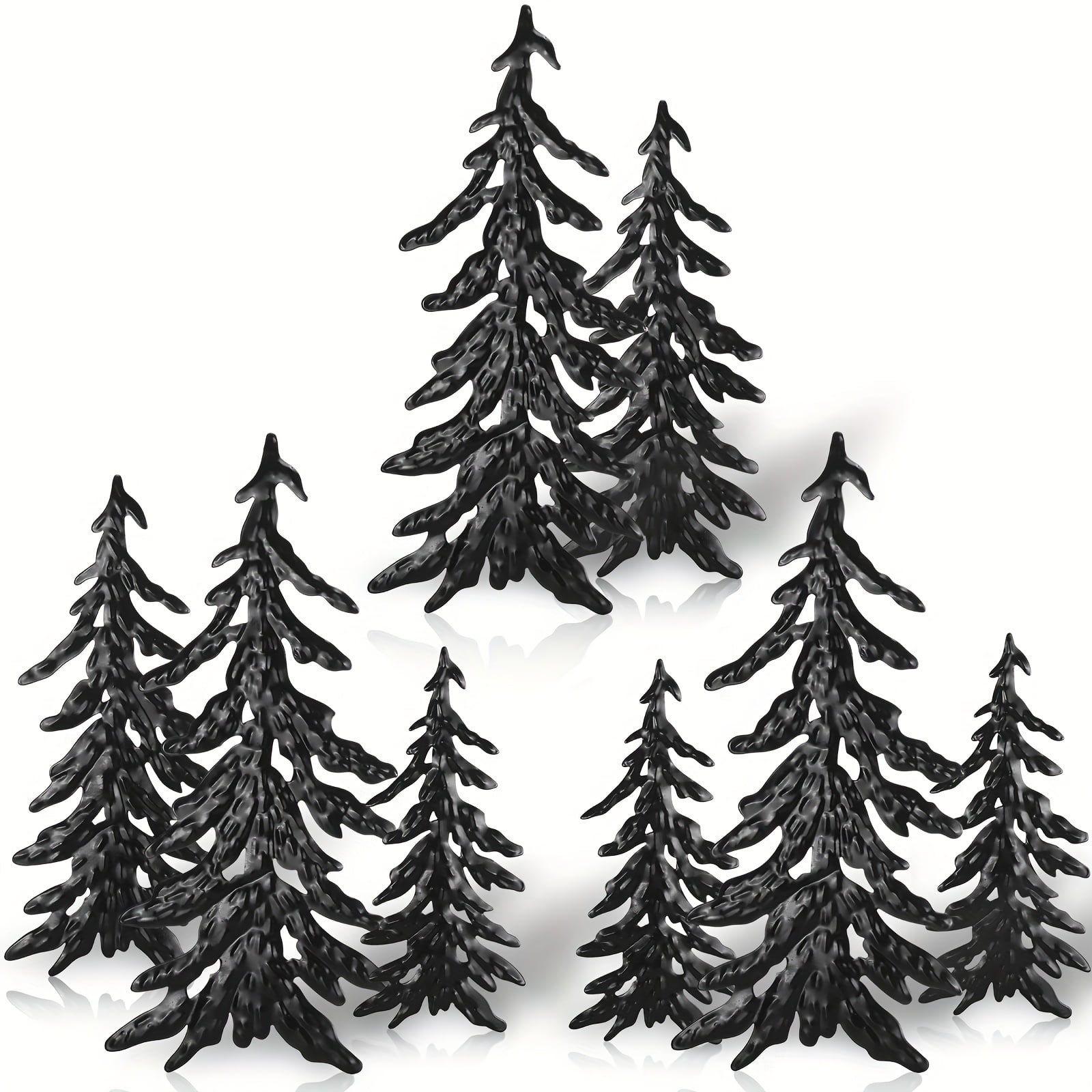 [Rustic Pine Tree Metal Art] 8pcs Black Rustic Pine Tree Metal Wall ...