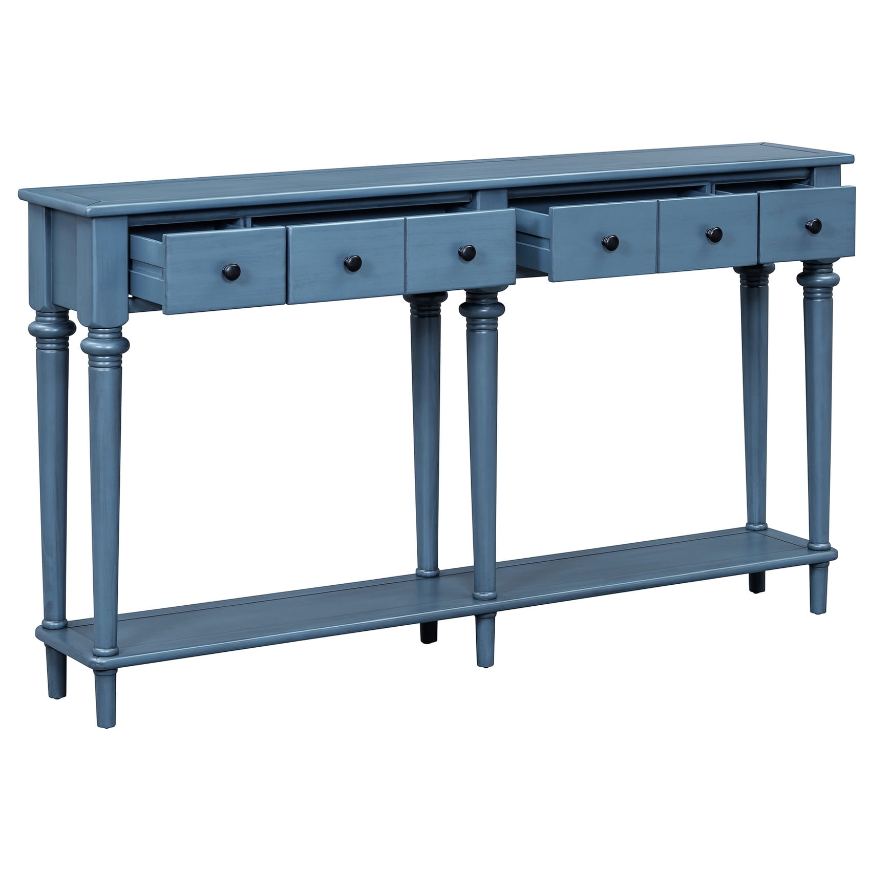 Rustic Pine Veneer Console Table+4 Drawers & Open Shelf"-"Entryways ...