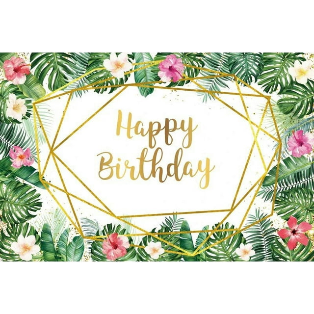 Rustic Pink Floral Birthday Backdrop Watercolor Flower Gold Dots Women ...