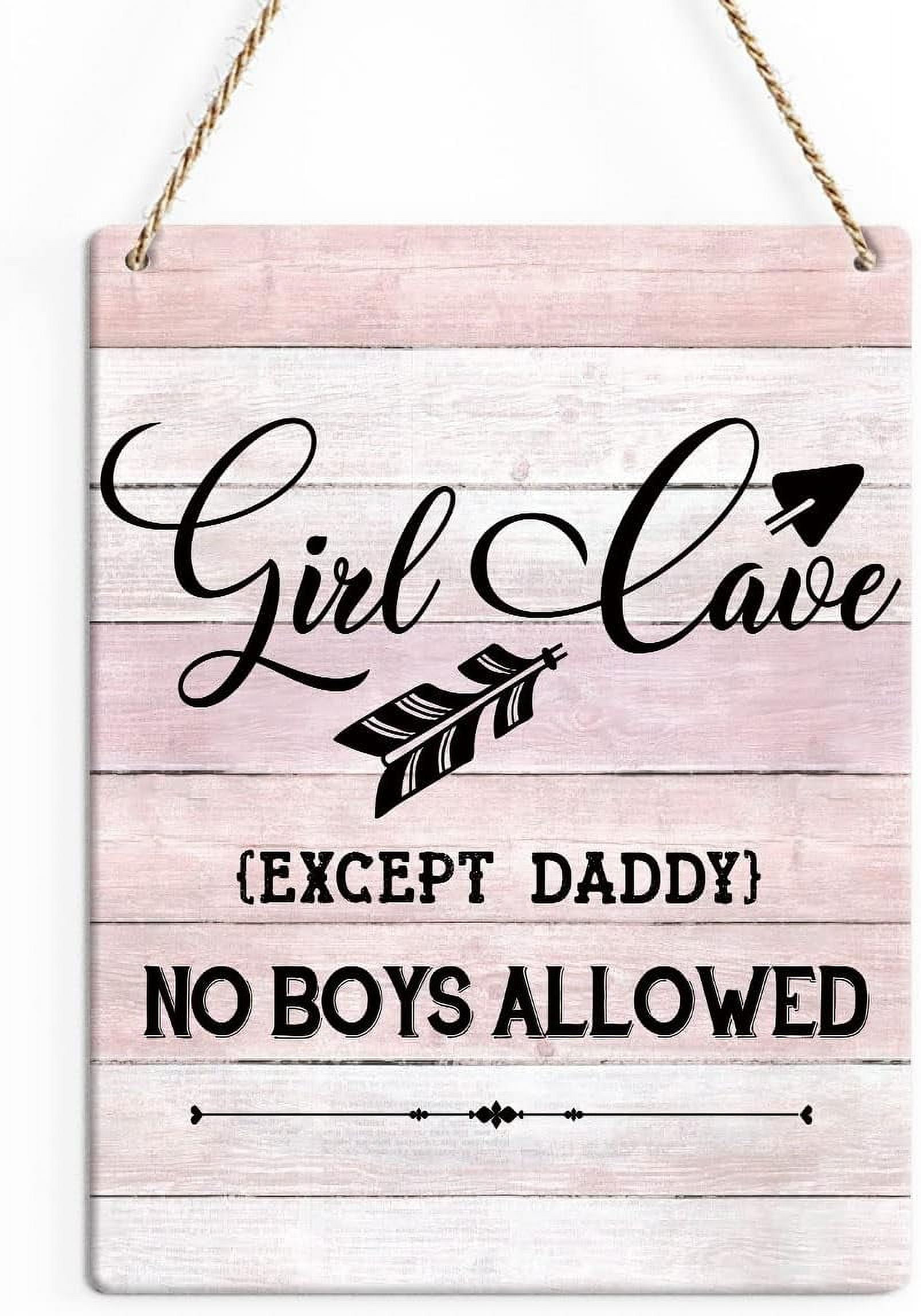 Rustic Pink Girls Room Wood Decor Sign, Girl Cave Printed Wood Sign ...