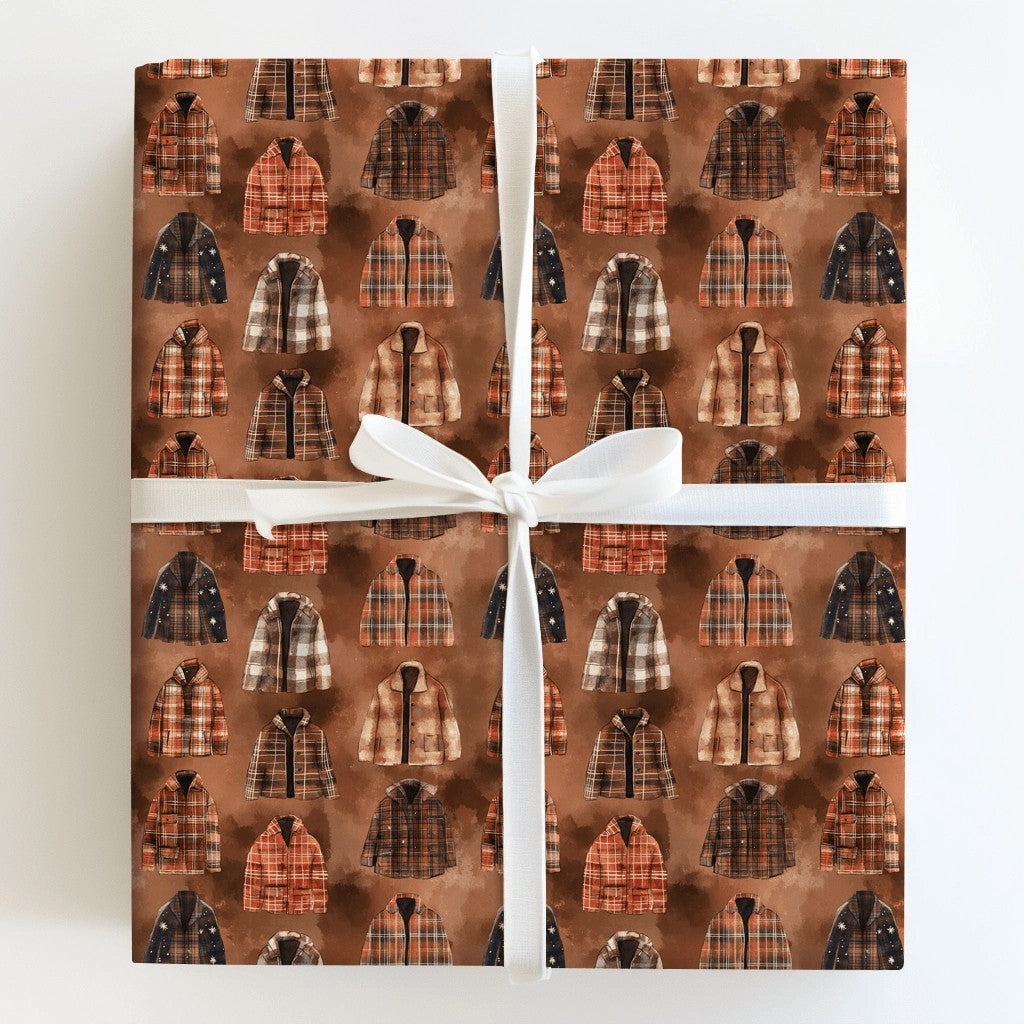 Rustic Plaid Flannel Jackets and Shackets Pattern Gift Wrapping Paper ...