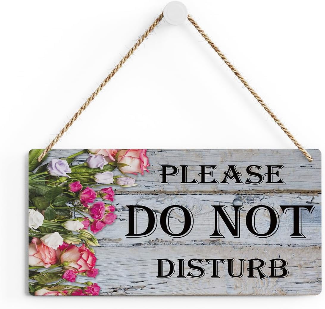 Rustic Please Do Not Disturb Wood Decor Sign, Floral Quote Printed Wood ...