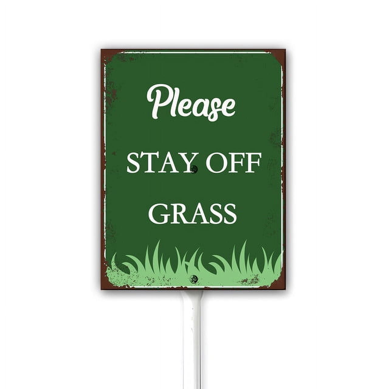 Rustic Please Stay Off Grass Lawnmower Sign, Lawn Sign, Sturdy Aluminum ...