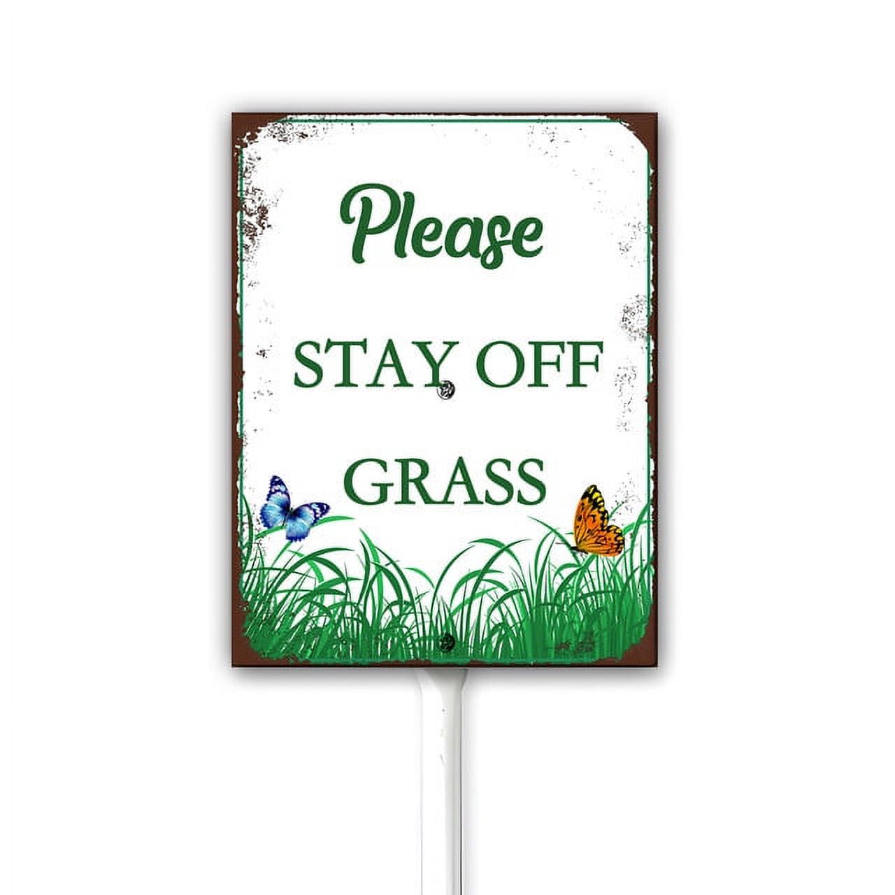 Rustic Please Stay Off Grass Lawnmower Sign, Lawn Sign, Sturdy Aluminum ...