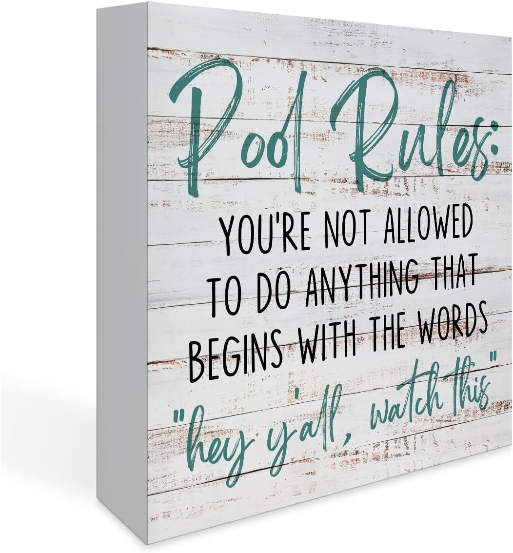 Rustic Pool Rules Wood Box Sign, Farmhouse Summer Artwork Decor, Summer ...