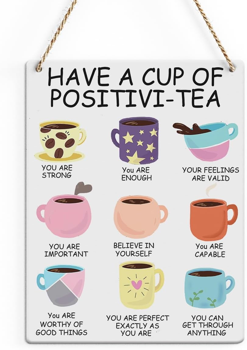 Rustic Positive Self Affirmation Wood Decor Sign, Have a Cup of ...